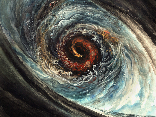 新国画 ️电影海报《河神》写意抽象水墨画诡异风怪谈_何塞特Herset-站酷ZCOOL