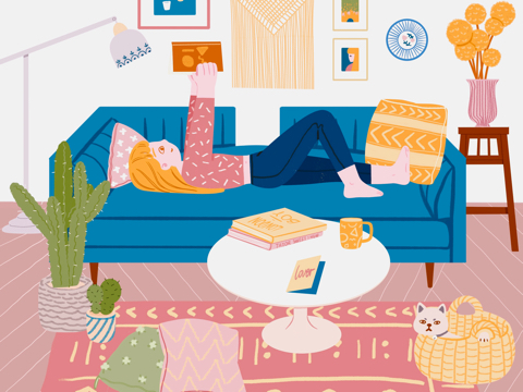 总结【与猫猫一起生活】的家居插画系列_Sistine2021-站酷ZCOOL