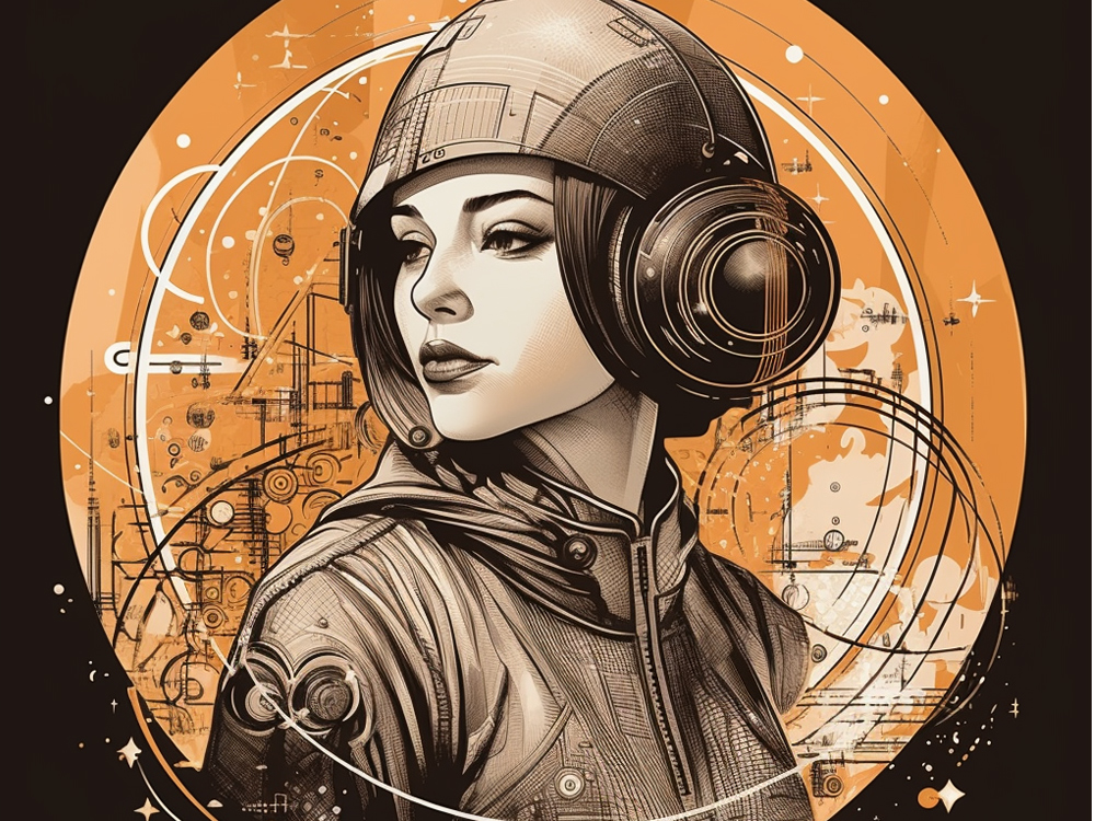 AI智能绘图潮流复古女孩_水影儿666-站酷ZCOOL