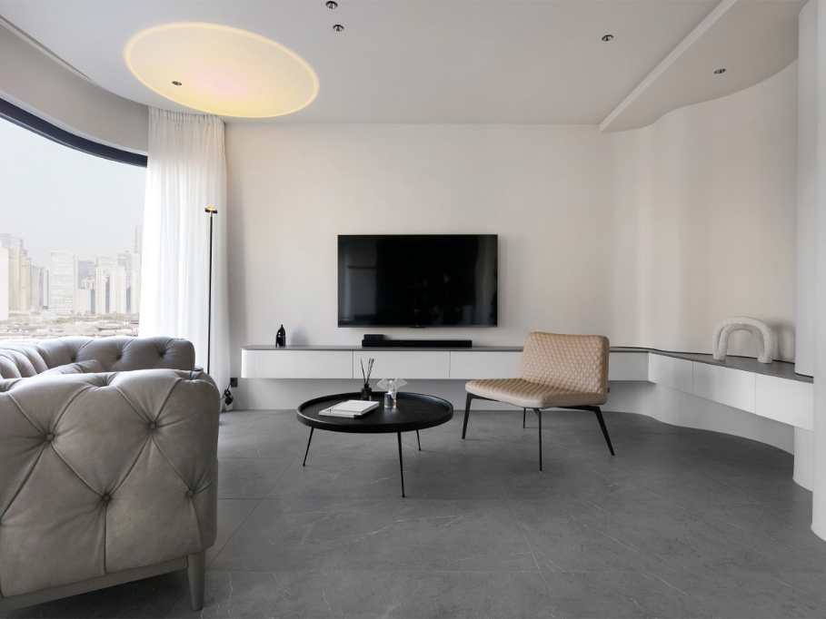 客厅无直角，玻璃房卫浴，充满艺术格调 _效果图小陈-站酷ZCOOL