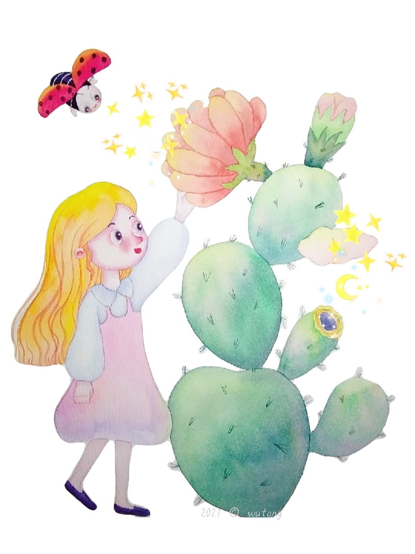 原创水彩系列/花儿与女孩_wu梧桐tong-站酷ZCOOL