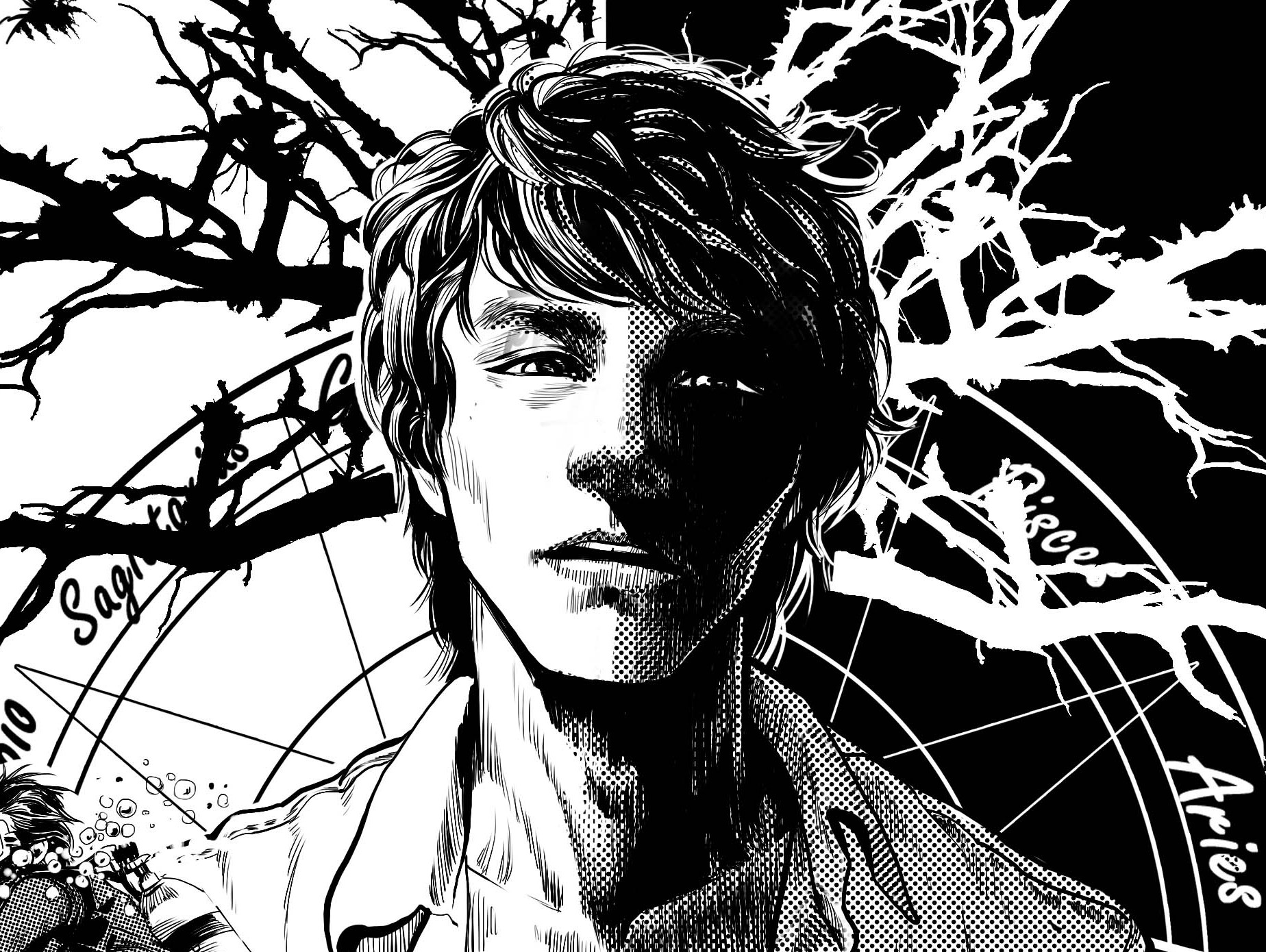 《推理世界》黑白插画 第四发_Leon_Lee万叔-站酷ZCOOL