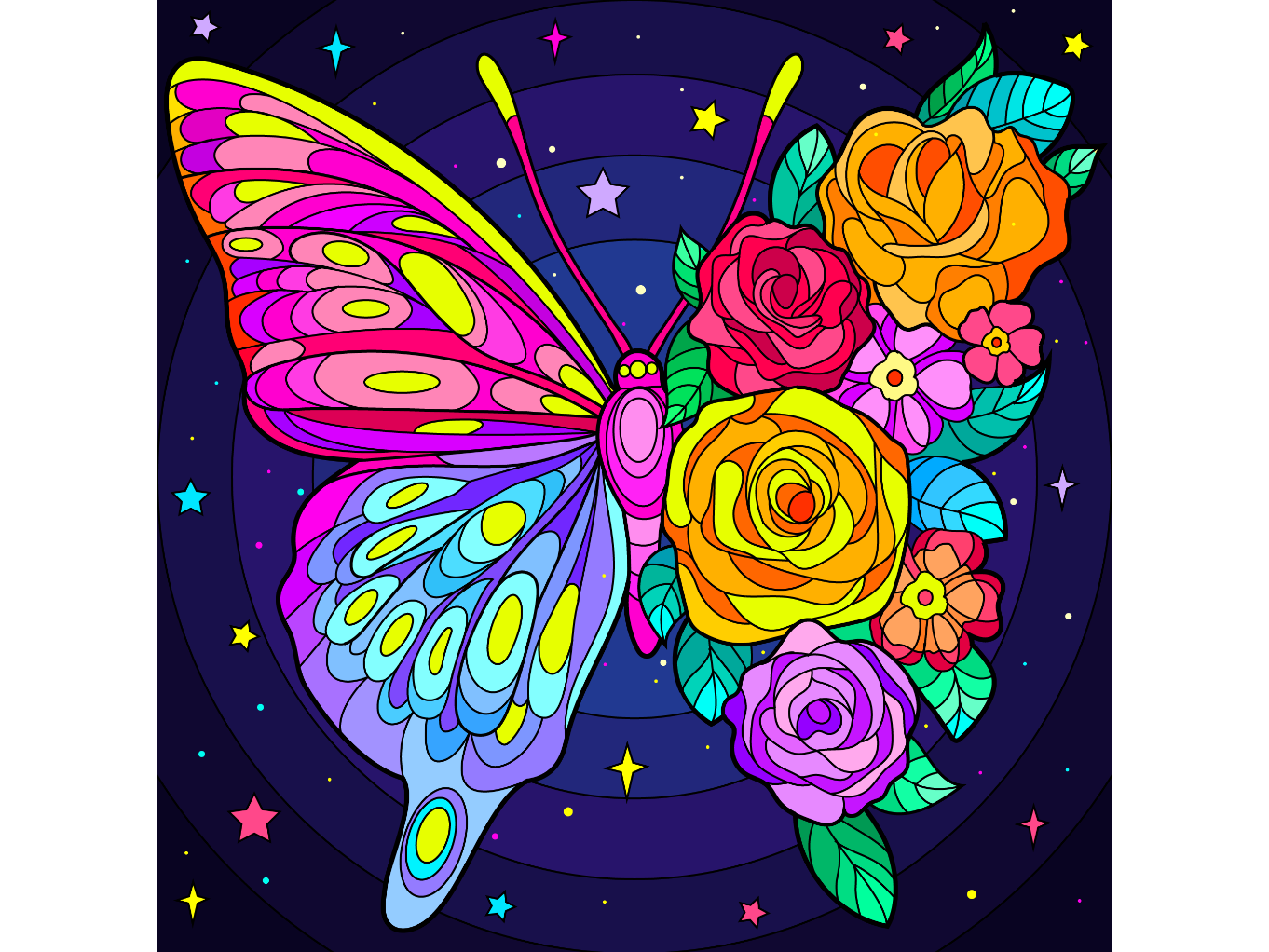 填色游戏-花卉蝴蝶_大鱼zz-站酷ZCOOL