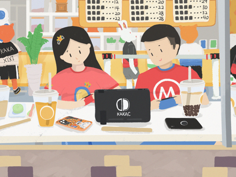 《前几日路过甜品店，看到一对情侣在打游戏》_鲨鱼叻椒-站酷ZCOOL