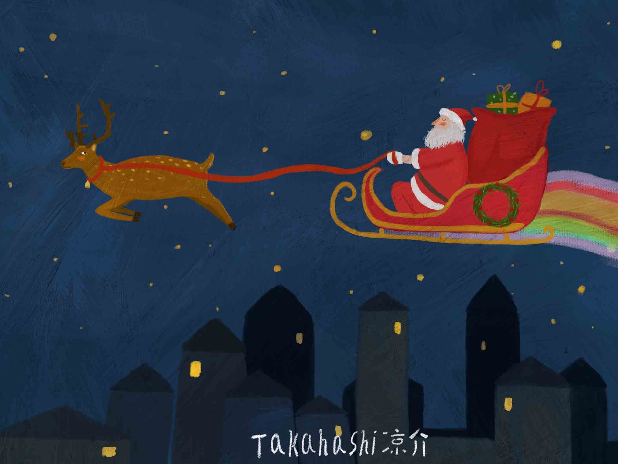 圣诞老人在路上_王日斤x-站酷ZCOOL