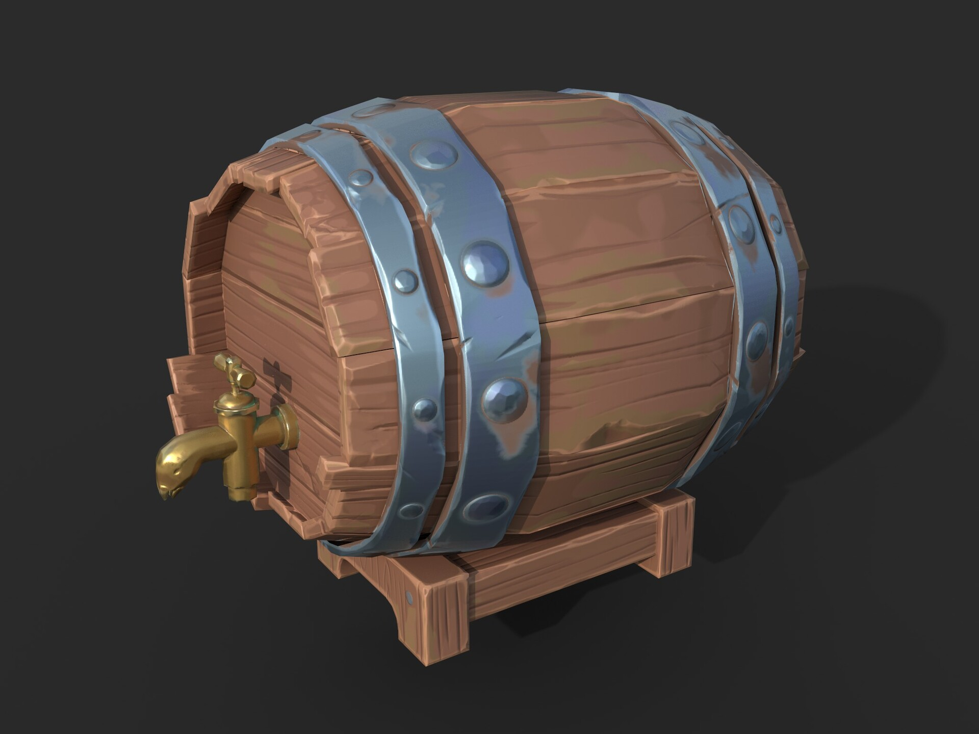 风格化材质酒桶 | 3D模型练习_RHAESONE-站酷ZCOOL