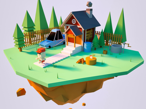 Lowpoly风格小屋_JKJKK-站酷ZCOOL