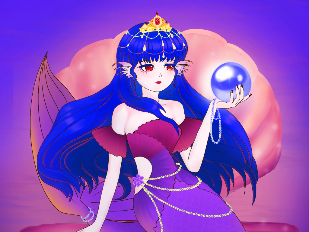 不同材质和风格拼接练习（procreate珍珠人鱼）_Carolgu-站酷ZCOOL