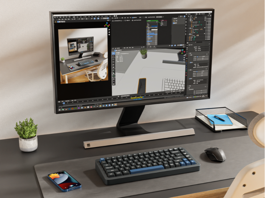 无线机械键盘 — 产品建模渲染_Jun风华小生-站酷ZCOOL