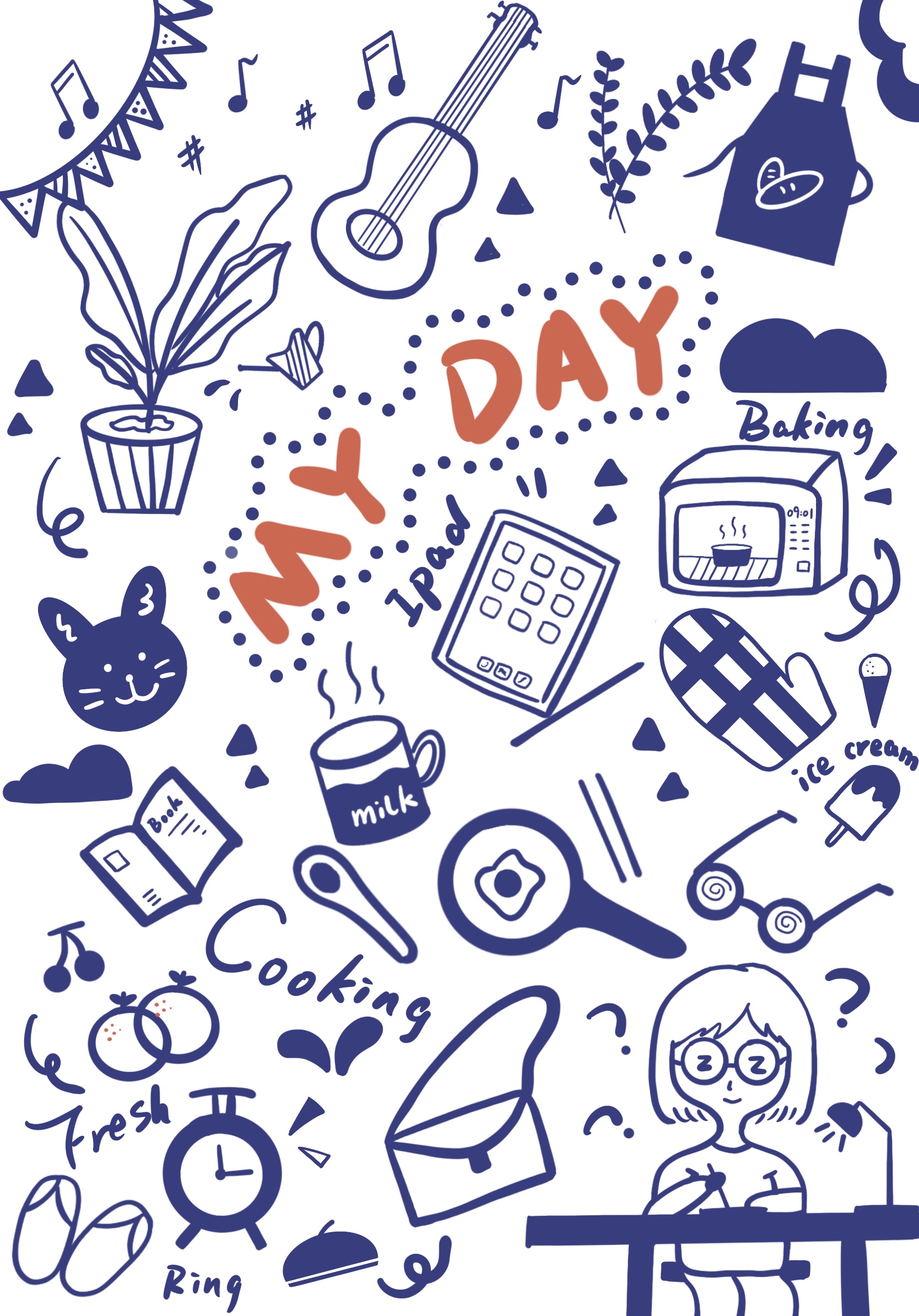 原创插画‖我的一天_米白森Lin-站酷ZCOOL