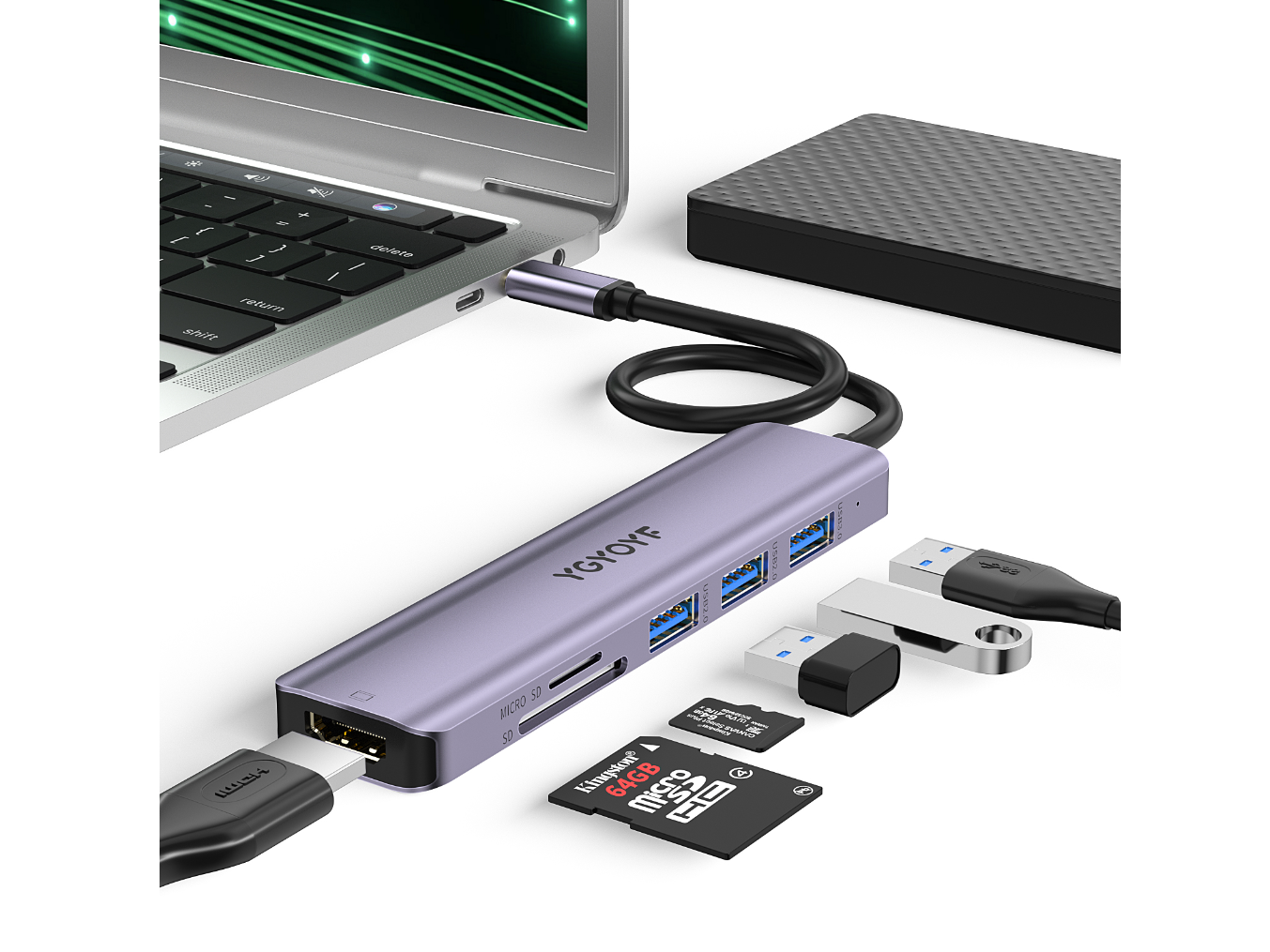 USBC扩展坞HUB跨境电商亚马逊C4D建模OC渲染场景_ouanping666-站酷ZCOOL