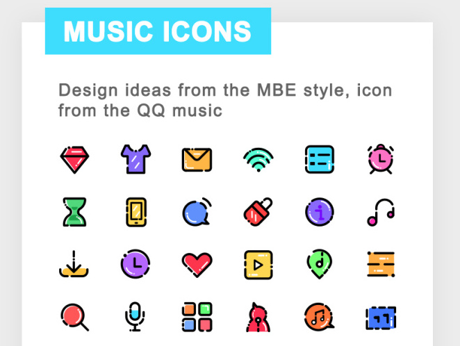 QQ-MUSIC-ICONS风格化再设计_郑林林林-站酷ZCOOL