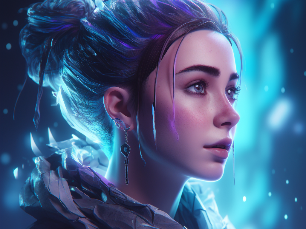 AI Midjourney 角色设计 插画 精致 美丽 蓝色 女孩_三師兄-站酷ZCOOL