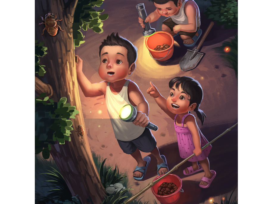 抓知了猴。盛夏第二幅_CZH-时光机-站酷ZCOOL