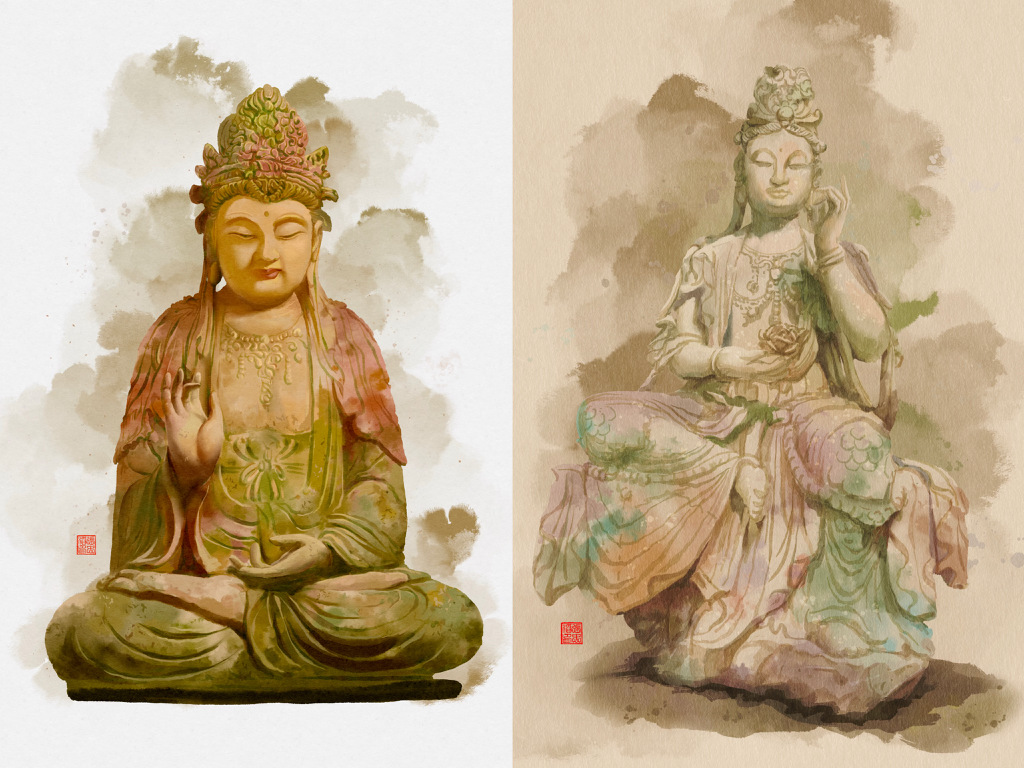 水彩佛像_zane水彩-站酷ZCOOL