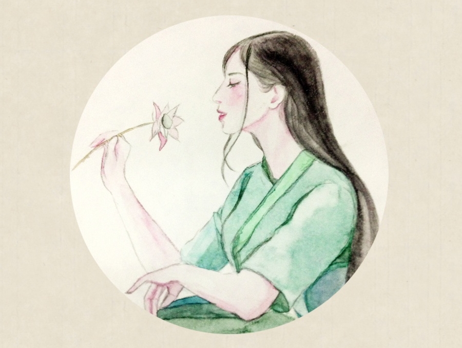 水彩022【与荷】_梦月Snowy-站酷ZCOOL