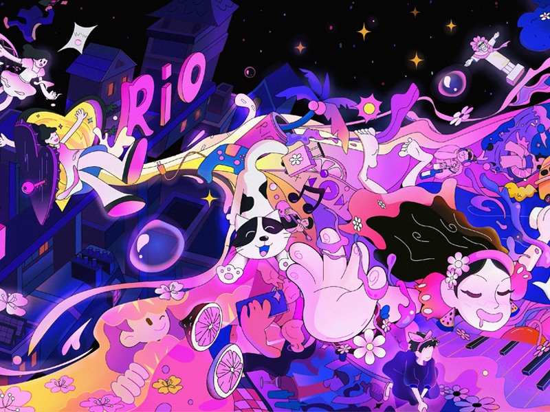 RIO《微醺很开熏》主视觉插画设计_BlueClass-站酷ZCOOL