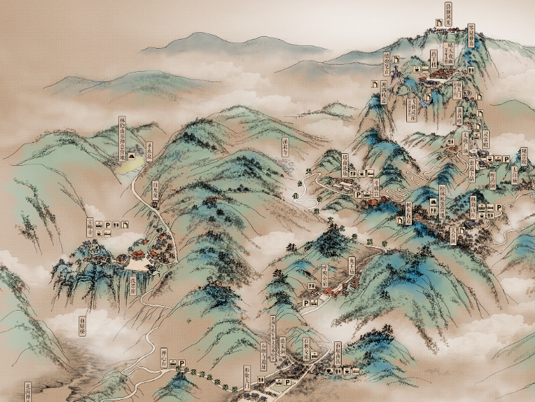 手绘地图.南山景区手绘地图.5A级景区卡通地图_玄猫家格格-站酷ZCOOL