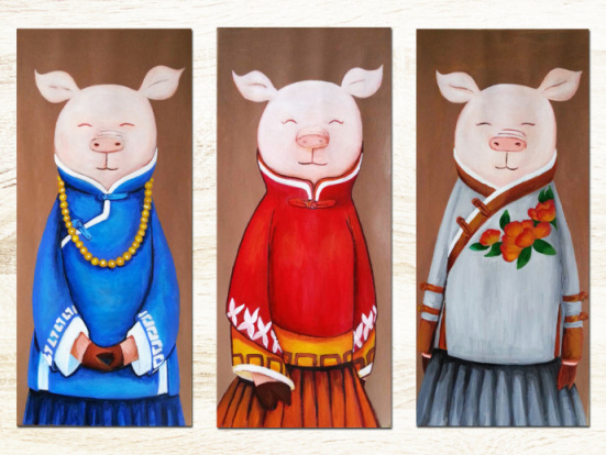 原创设计-小猪系列-复古风_zhl1988-站酷ZCOOL