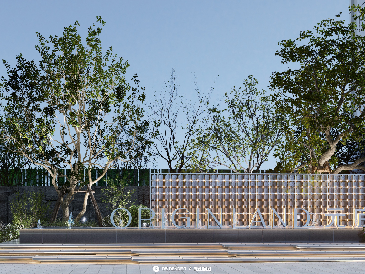 D5渲染器-现代小区入户景观_景观设计_QLCD-站酷ZCOOL