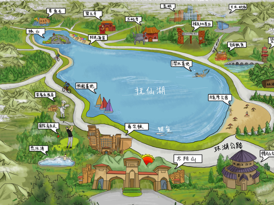 5A景区手绘地图 电子导览图专属定制制作_玄猫家格格-站酷ZCOOL