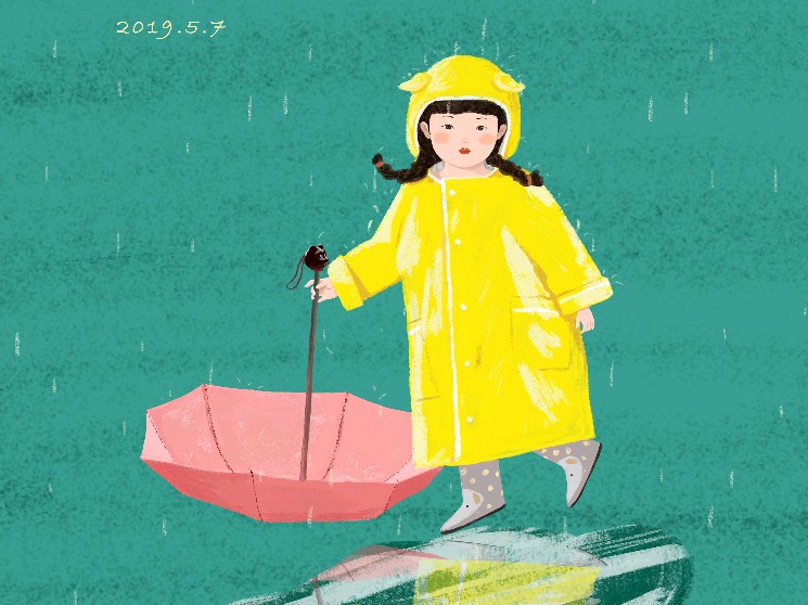 穿黄色雨衣的女孩 Alianlee 站酷zcool