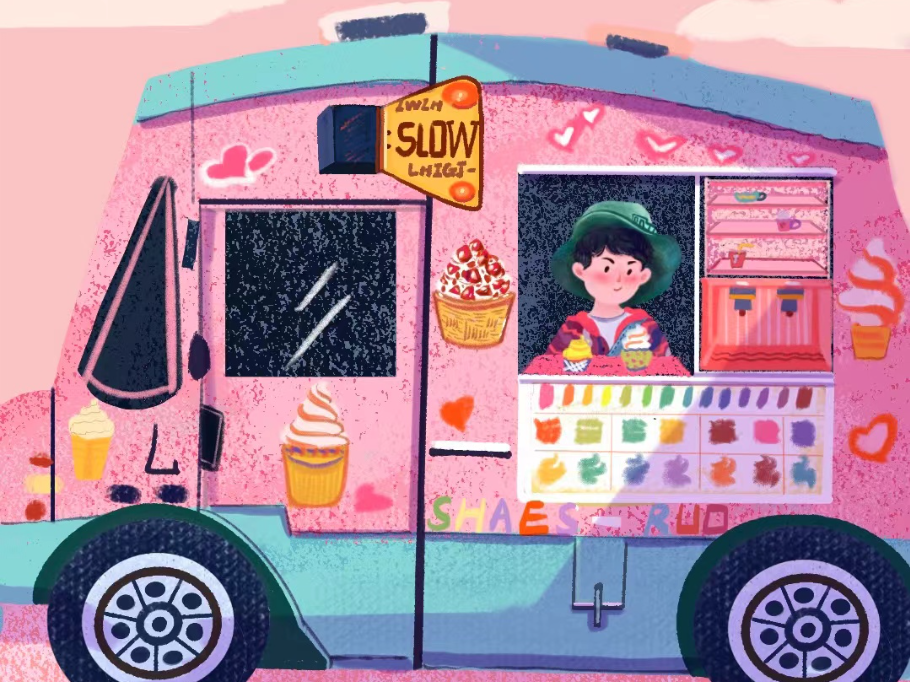 小习作之《冰激凌车和咖啡厅》_晴天Adela-站酷ZCOOL