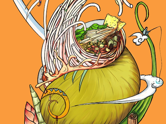 商业插画|李子柒螺蛳粉临摹_千里千寻Tina-站酷ZCOOL