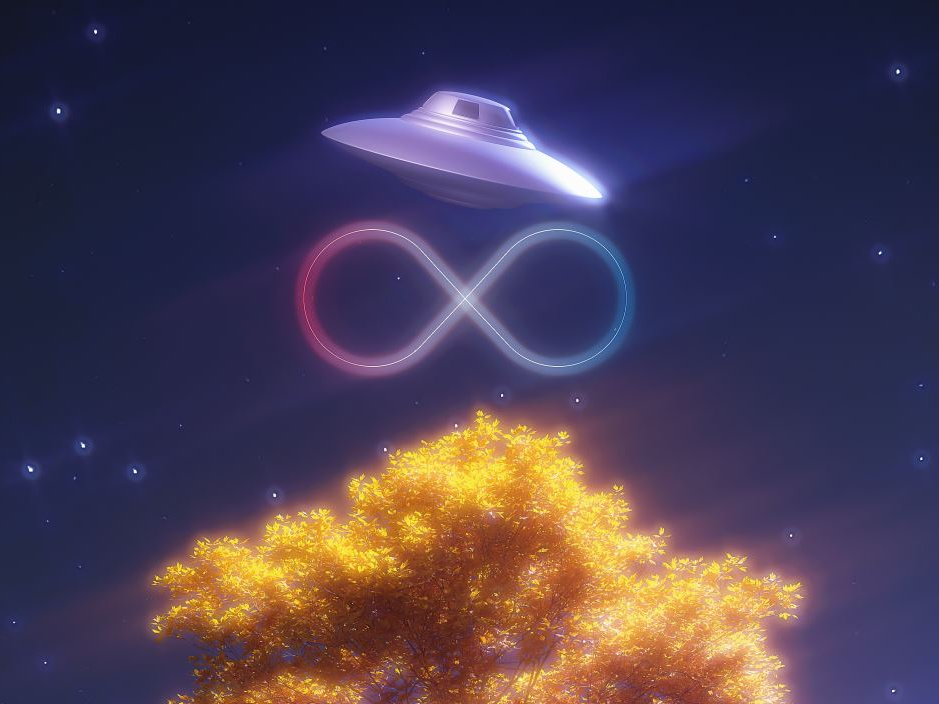 壁纸 飞碟 夜晚原野 草地 星空 高光 光_何不食木薯-站酷ZCOOL