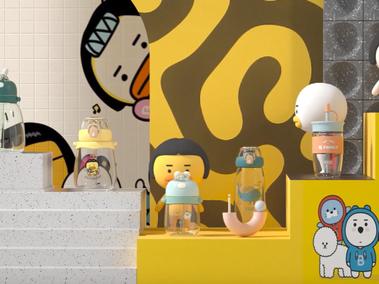 C4D渲染动画——富光杯具+IP吉祥物_SuperLee丶-站酷ZCOOL