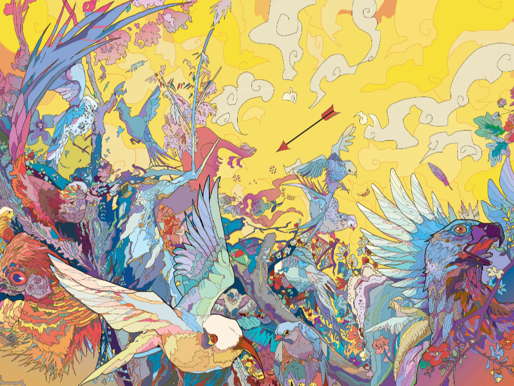 最后的百鸟羽衣系列插画设计_由野-站酷ZCOOL