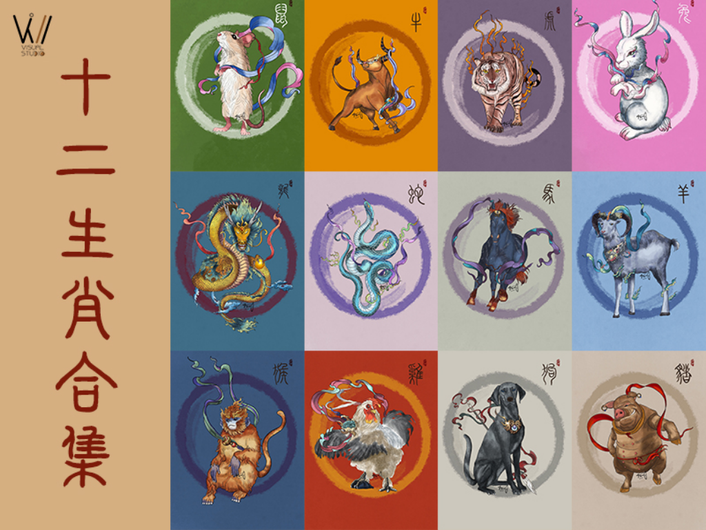 procreate 插画 12生肖（鼠牛虎兔龙蛇马羊猴鸡狗猪）_w视角-站酷ZCOOL