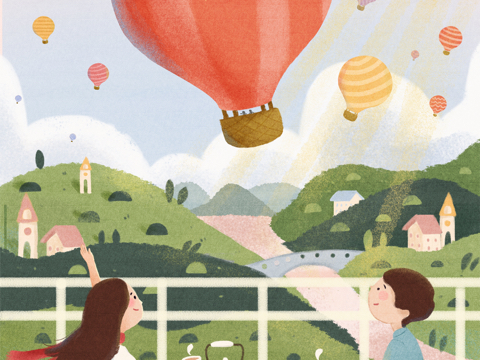 扁平风插画｜伊斯坦布尔热气球_画画的小新xin-站酷ZCOOL