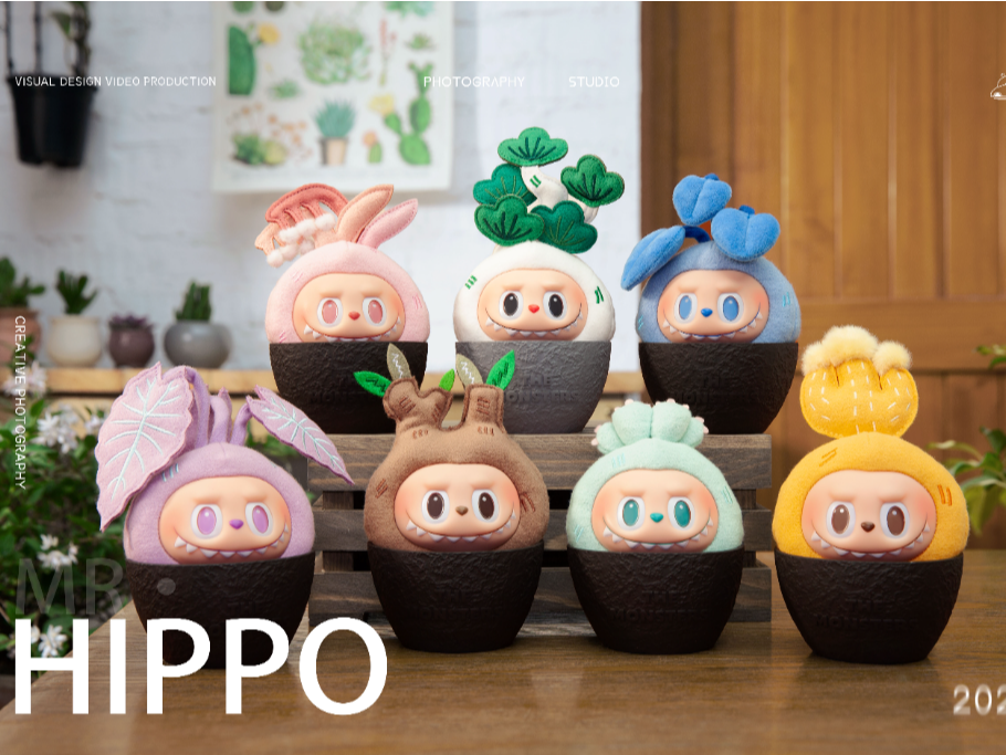 定格动画-POP MART LABUBU搪胶脸植物盆栽JOY毛绒公仔_河马先生摄影-站酷ZCOOL