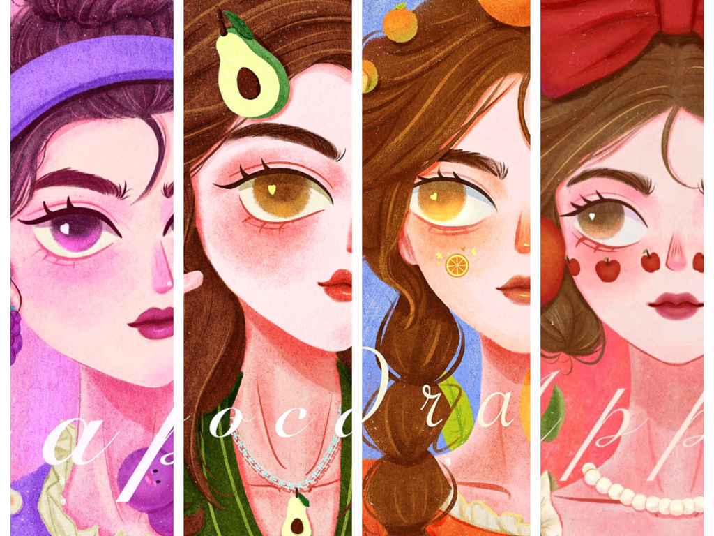 原创插画水果少女合集。_青争争-站酷ZCOOL