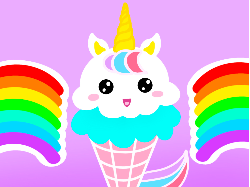 可爱的独角兽冰淇淋_Mila插画-站酷ZCOOL