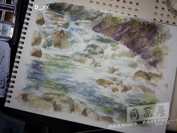 《涧》D_HY（水彩画）临摹_Draw_HY-站酷ZCOOL