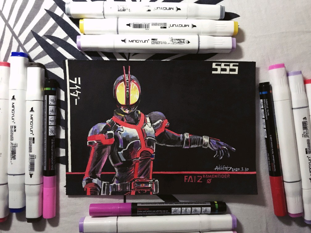 假面骑士Faiz马克笔手绘_这里臭魚-站酷ZCOOL