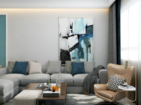 春江花月圆 4号样板间 现代风格客餐厅效果设计－Lay_小蔣2986-站酷ZCOOL