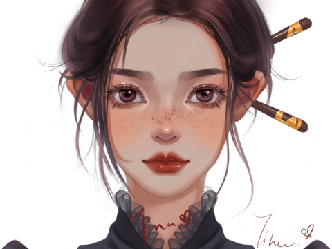 摸鱼一张插画头像_Tina咖啡-站酷ZCOOL