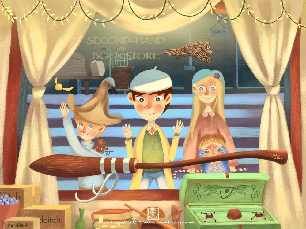 魁地奇专卖店（HP系列原创儿童插画）_RJ丶锁秋-站酷ZCOOL