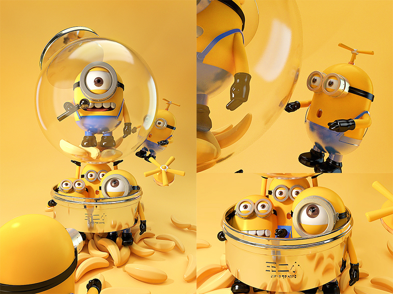 C4D建模渲染-banana主题_王二小0709-站酷ZCOOL