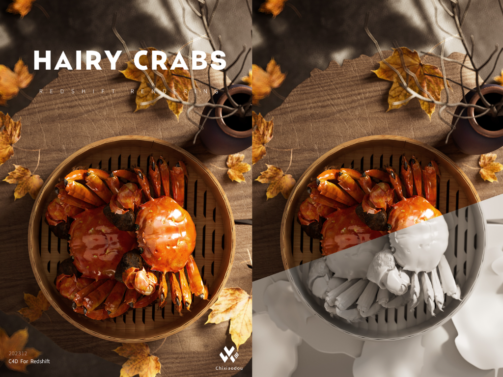 螃蟹C4D渲染练习_赤w小豆-站酷ZCOOL