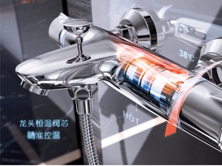 Moen摩恩淋浴集智纤薄花洒龙头套装三维CG动画_微尘CG动画-站酷ZCOOL