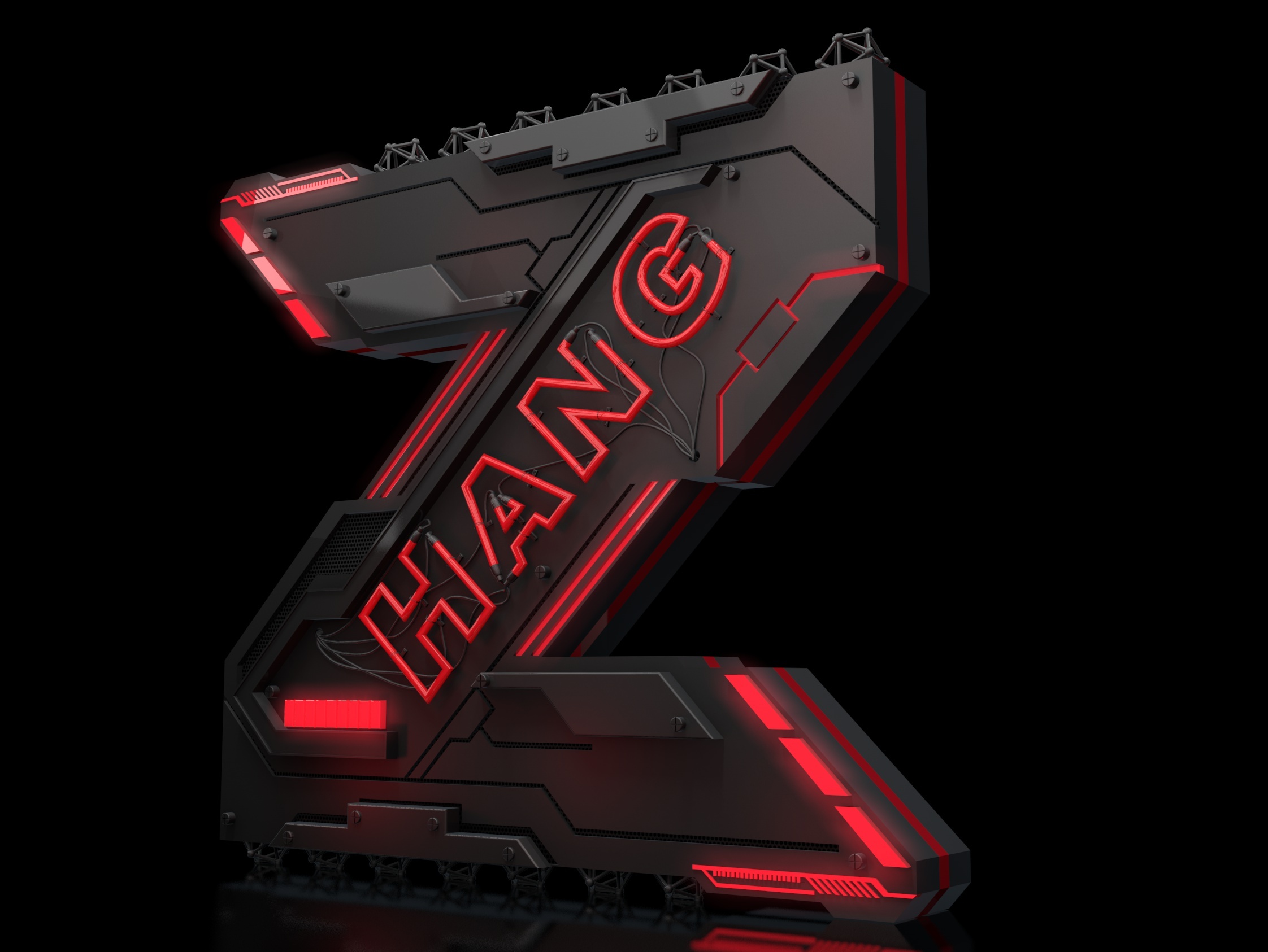 最近好像满火的灯管C4D字体_红绍-站酷ZCOOL