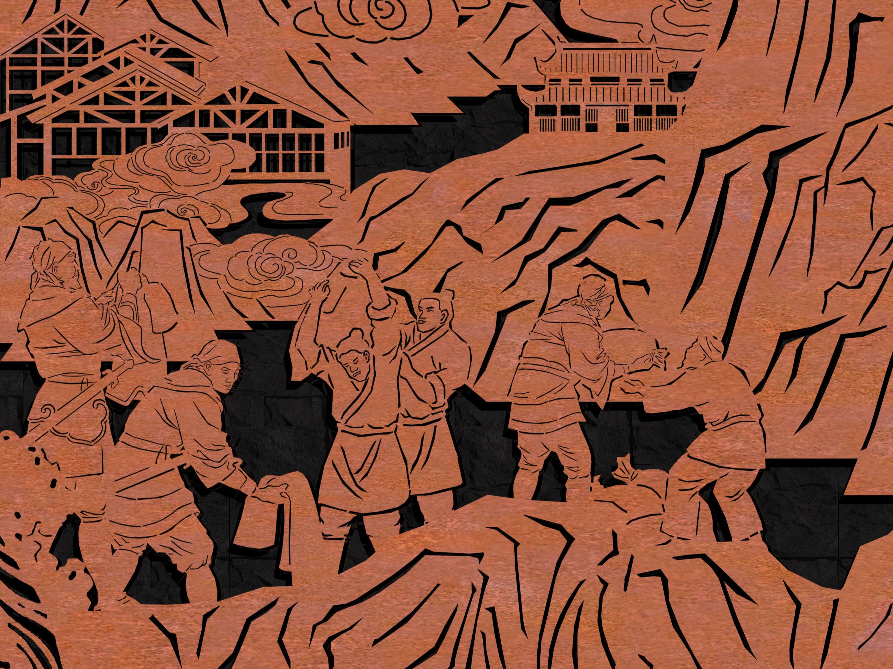 湖北浮雕_年年娃-站酷ZCOOL