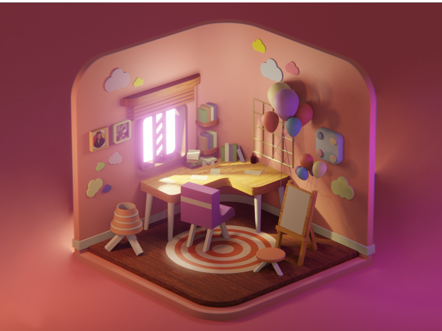 Blender粉色小房子_月月的设计-站酷ZCOOL