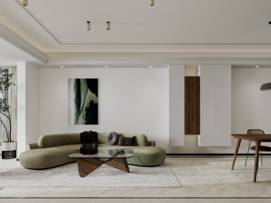 极简清新风格客餐厅全屋全景_王彤ing-站酷ZCOOL