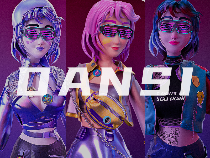 NFT原创IP&DANSI&赛博朋克风格_小图的三维-站酷ZCOOL