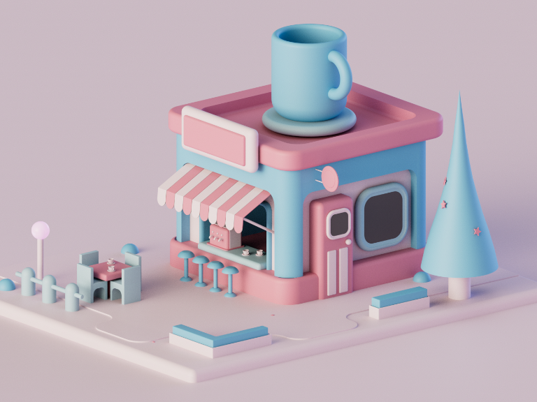 C4D建模-咖啡小屋_Mr张宇飛-站酷ZCOOL